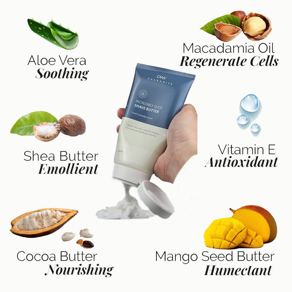 Charmwise Shave Butter for Body Face Moustache & Beard Hair 180ml Cream ...