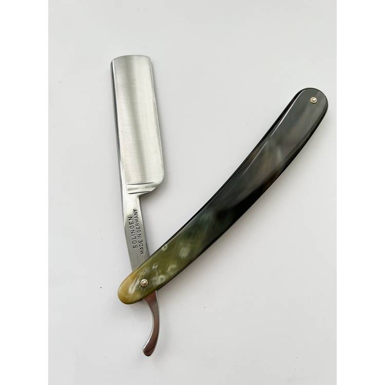 Ralf Aust 6/8 Carbon Steel Round Point Horn Handle Straight Razor Made ...