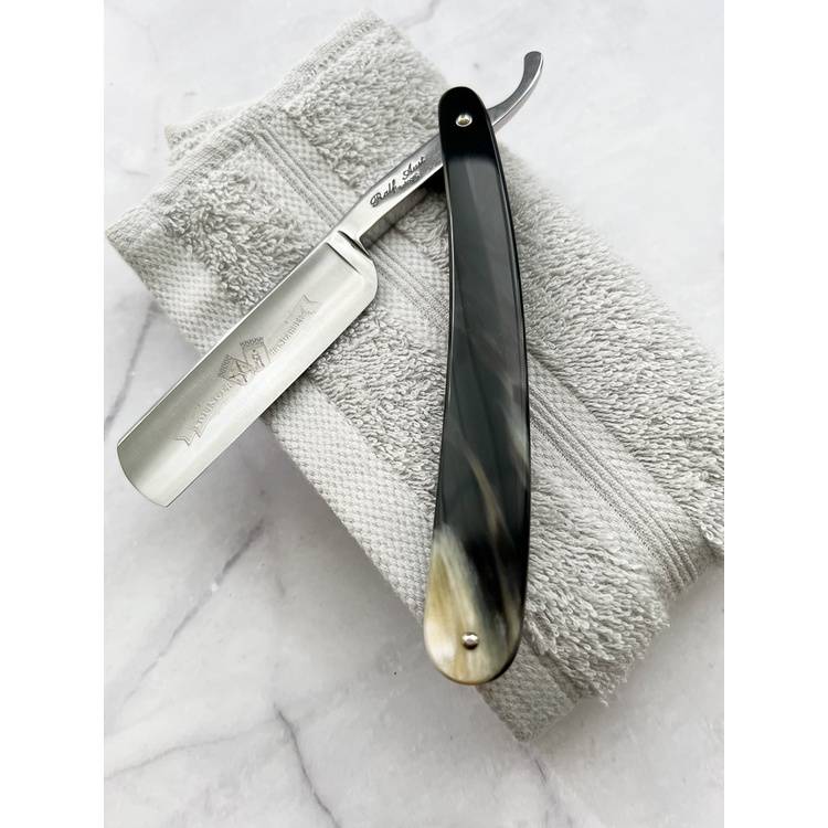 Ralf Aust 6/8 Carbon Steel Round Point Horn Handle Straight Razor Made ...