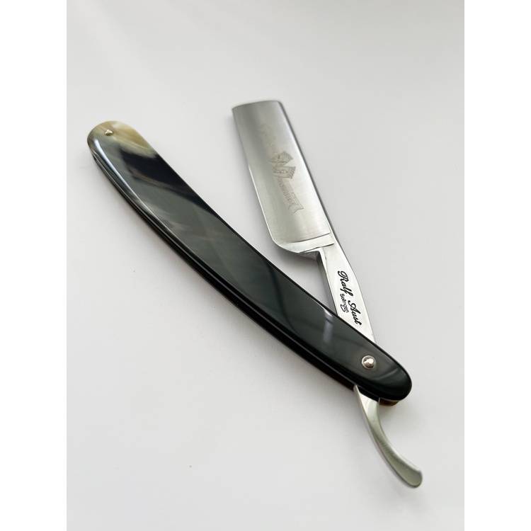 Ralf Aust 6/8 Carbon Steel Round Point Horn Handle Straight Razor Made ...
